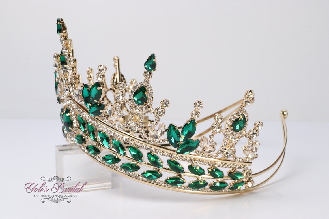 FAST SHIPPING!!! Gold With Jade Stones Crown, Gorgeous Gold Tiara ...