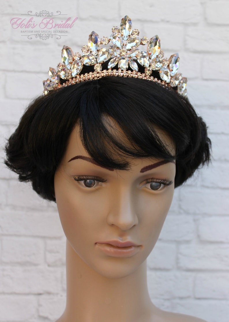 FAST SHIPPING Rose Gold Sparkling Tiara Crystal Tiara - Etsy