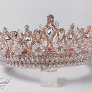 FAST SHIPPING Rose Gold Round Crown With Clear Stones, Circular, Full ...