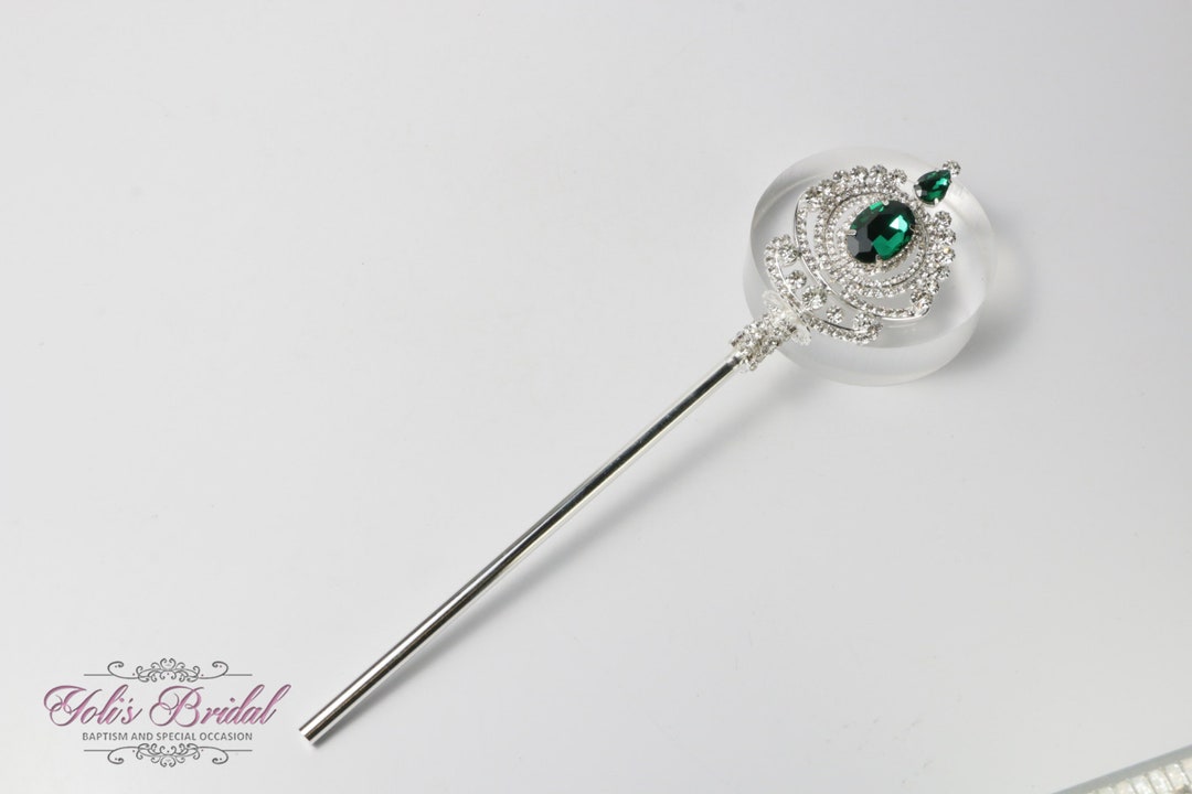 FAST SHIPPING Beautiful Silver Scepter With Jade Stone, Gorgeous ...
