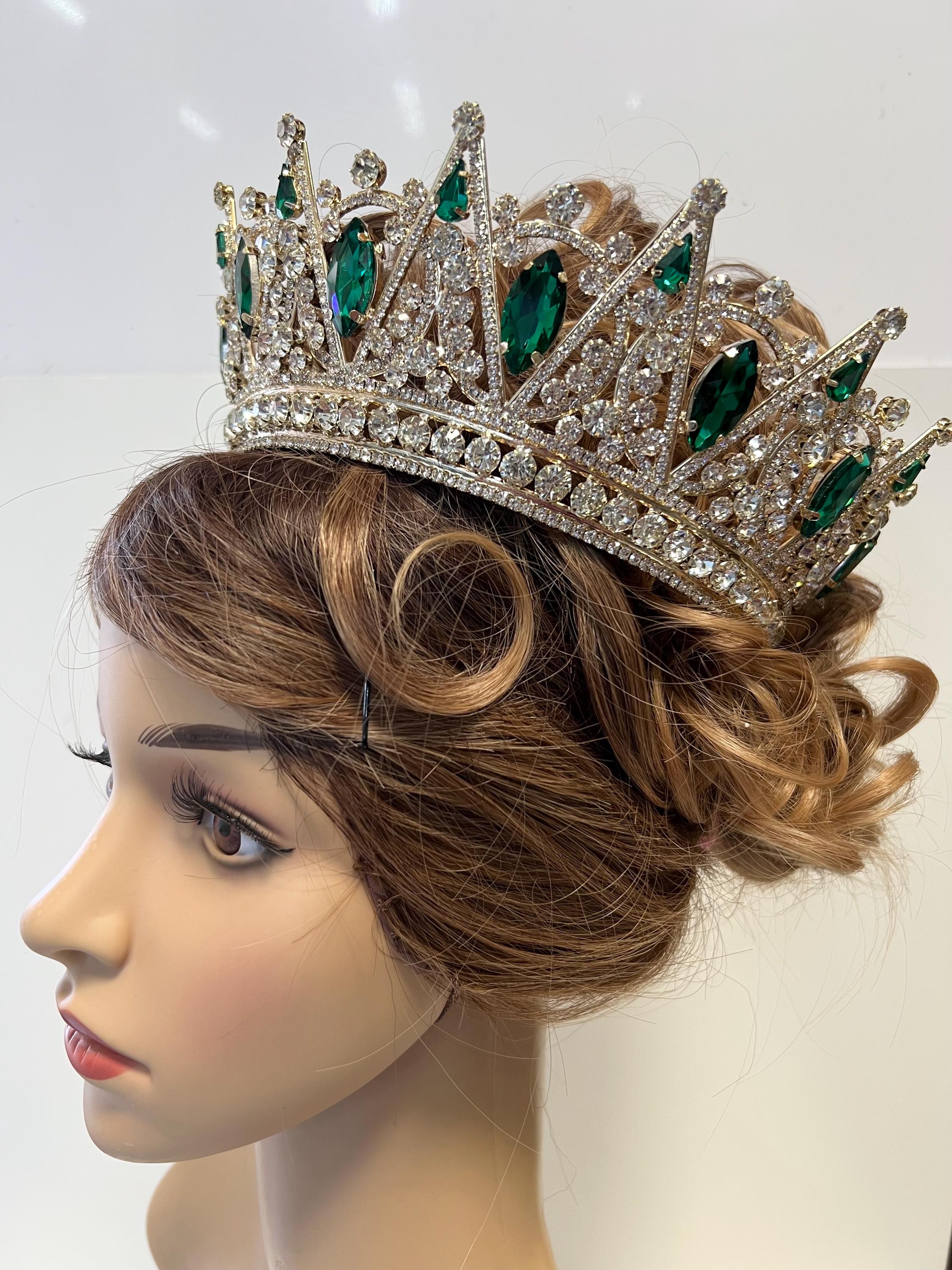 FAST SHIPPING!!! Gold With Jade Stones Crown, Gorgeous Gold Tiara ...