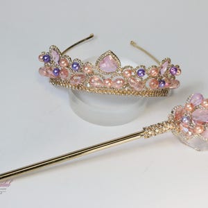 FAST SHIPPING!!! Gold Girl Sparkling Pearl Tiara With Scepter, Gorgeous ...