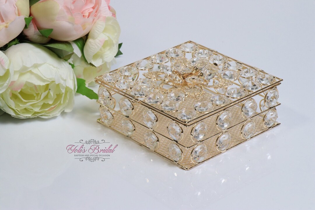 Gold Beautiful Wedding Box, Lasso Box, Crystal Box, Treasure Chest ...