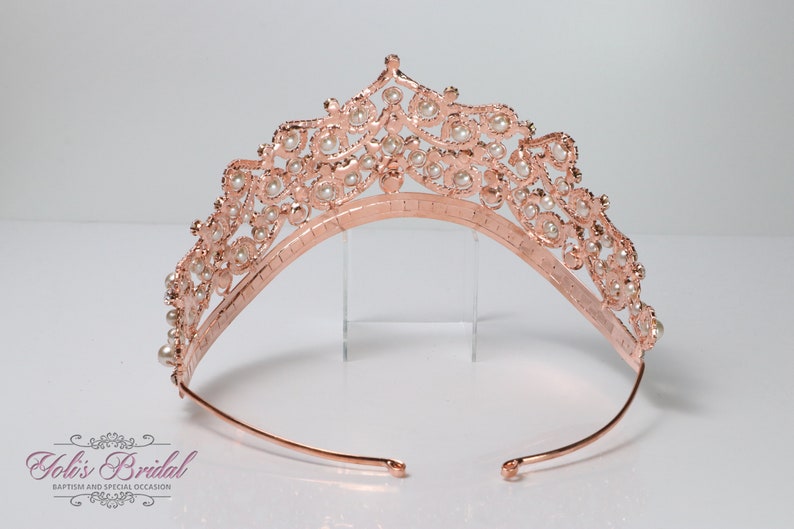 FAST SHIPPING! Rose Gold Tiara With Pearls, Crystal Tiara, Wedding ...