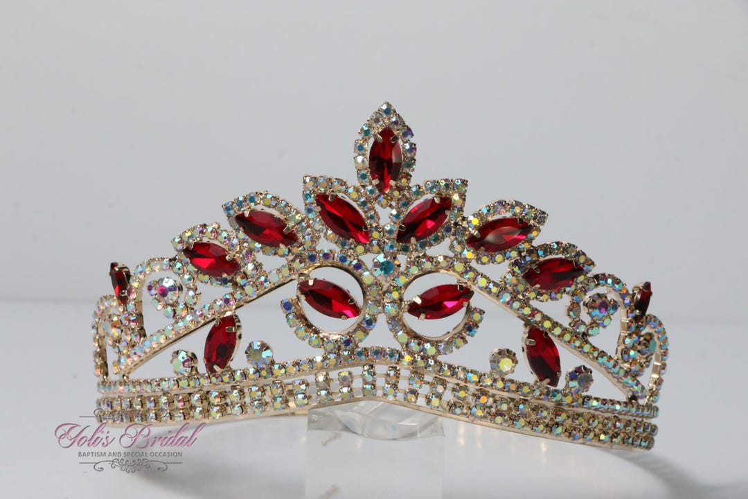 FAST SHIPPING! Gold AB Tiara With Red Stones, Small Crown, Gorgeous ...