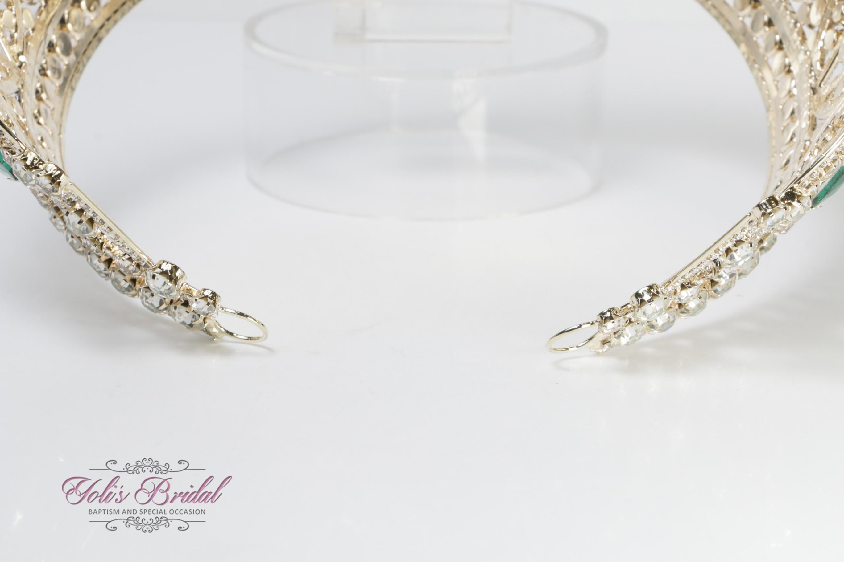 FAST SHIPPING!!! Gold With Jade Stones Crown, Gorgeous Gold Tiara ...