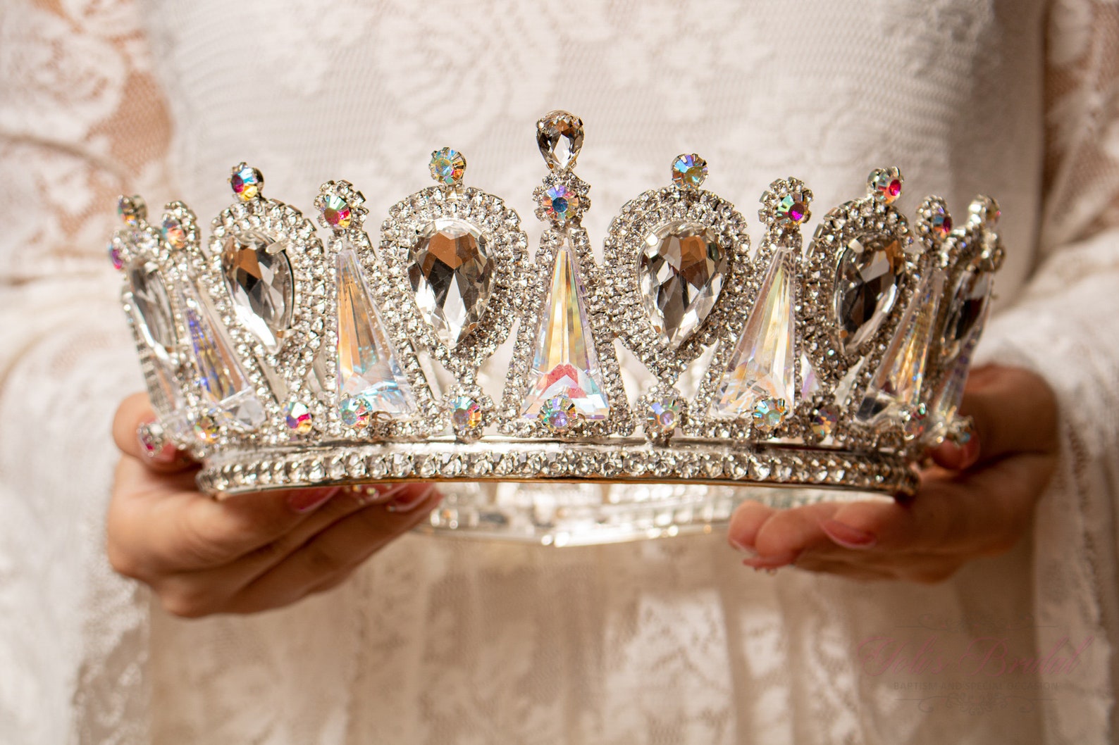 FAST SHIPPING!! Silver Round Crown, Circular Crown, Full Crown, Bride ...