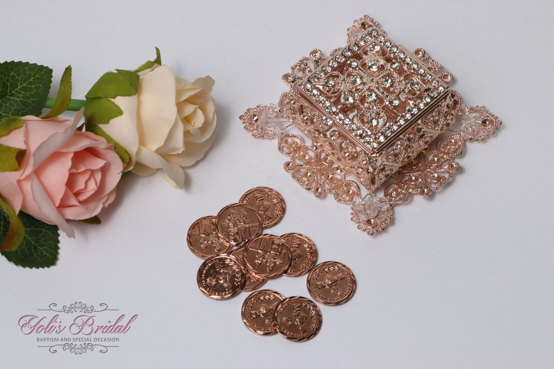 FAST SHIPPING!!! Beautiful Sparkling Rose Gold Bridal Arras Set ...