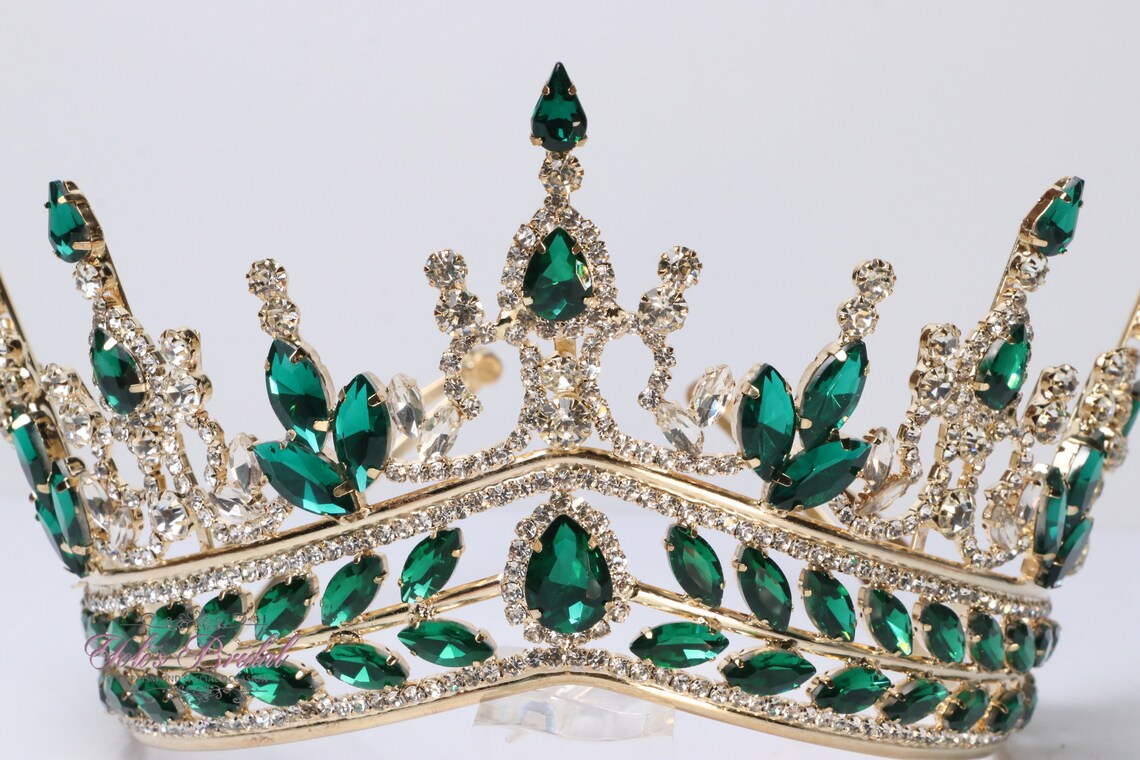 FAST SHIPPING!!! Gold With Jade Stones Crown, Gorgeous Gold Tiara ...