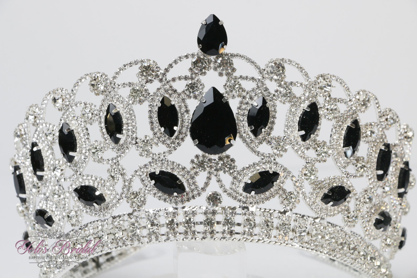 FAST SHIPPING Silver With Black Stones Tiara, Gorgeous Silver Tiara ...