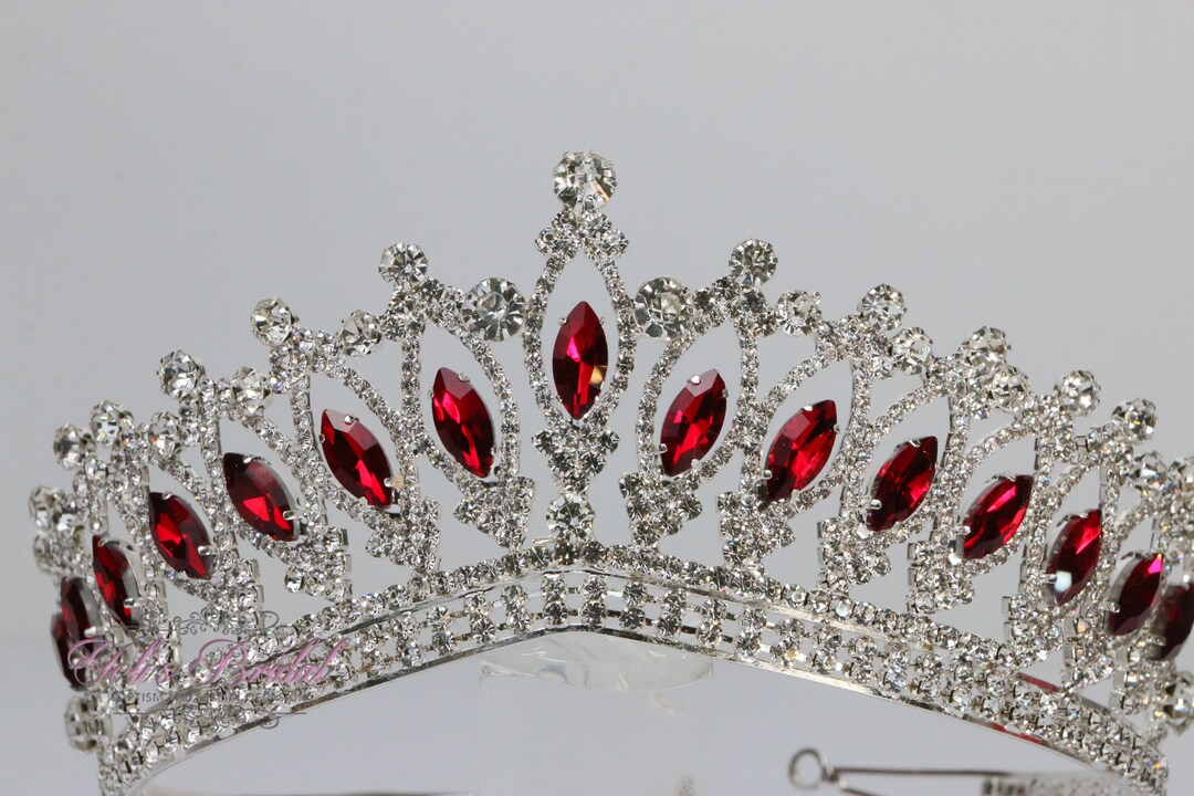 FAST SHIPPING!! Silver With Red Tiara, Gorgeous Silver Tiara, Silver ...