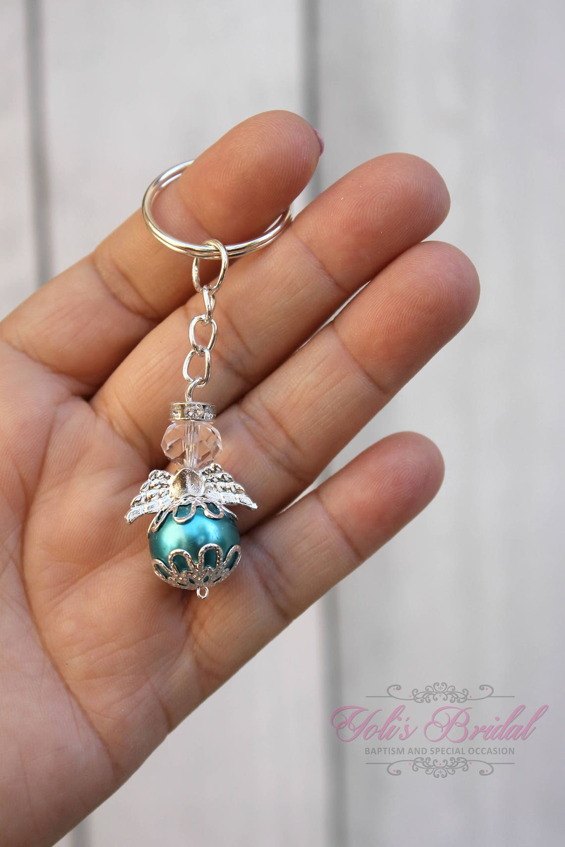 FAST SHIPPING!! 12 Pieces Silver Angel Key Chain, Christening Favor ...