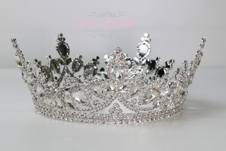 FAST SHIPPING!!! Sparkling Silver With Pink Stones Full Round Crown ...