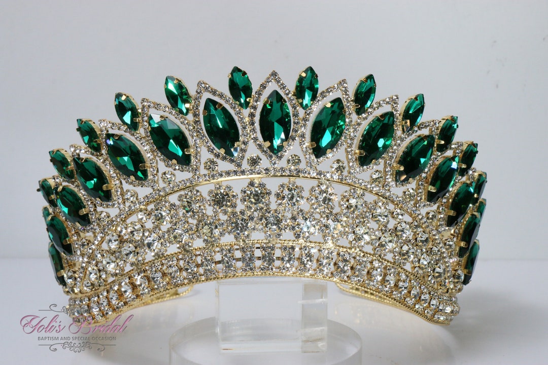 FAST SHIPPING!!! Gold With Jade Stones Crown, Gorgeous Gold Tiara ...