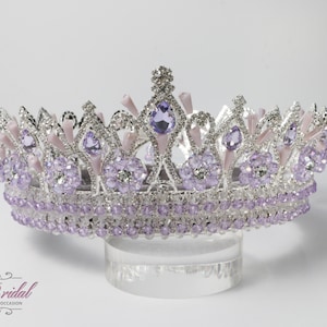 FAST SHIPPING!! Silver Round Crown With Lilac Stones and Scepter ...
