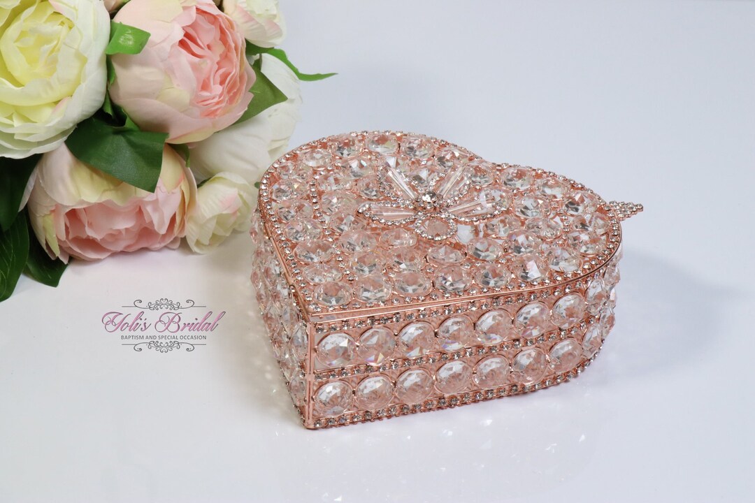 Rose Gold Wedding Box, Lasso Box, Crystal Box, Treasure Chest, Wedding ...