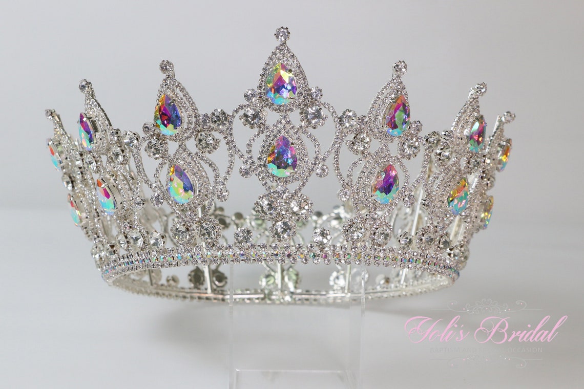 FAST SHIPPING!!! Silver Round Crown With AB Crystals, Royal Crown, Full ...