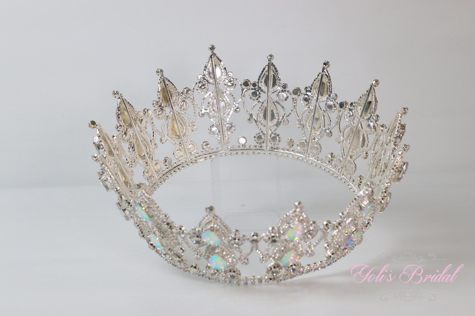 FAST SHIPPING!!! Silver Round Crown With AB Crystals, Royal Crown, Full ...