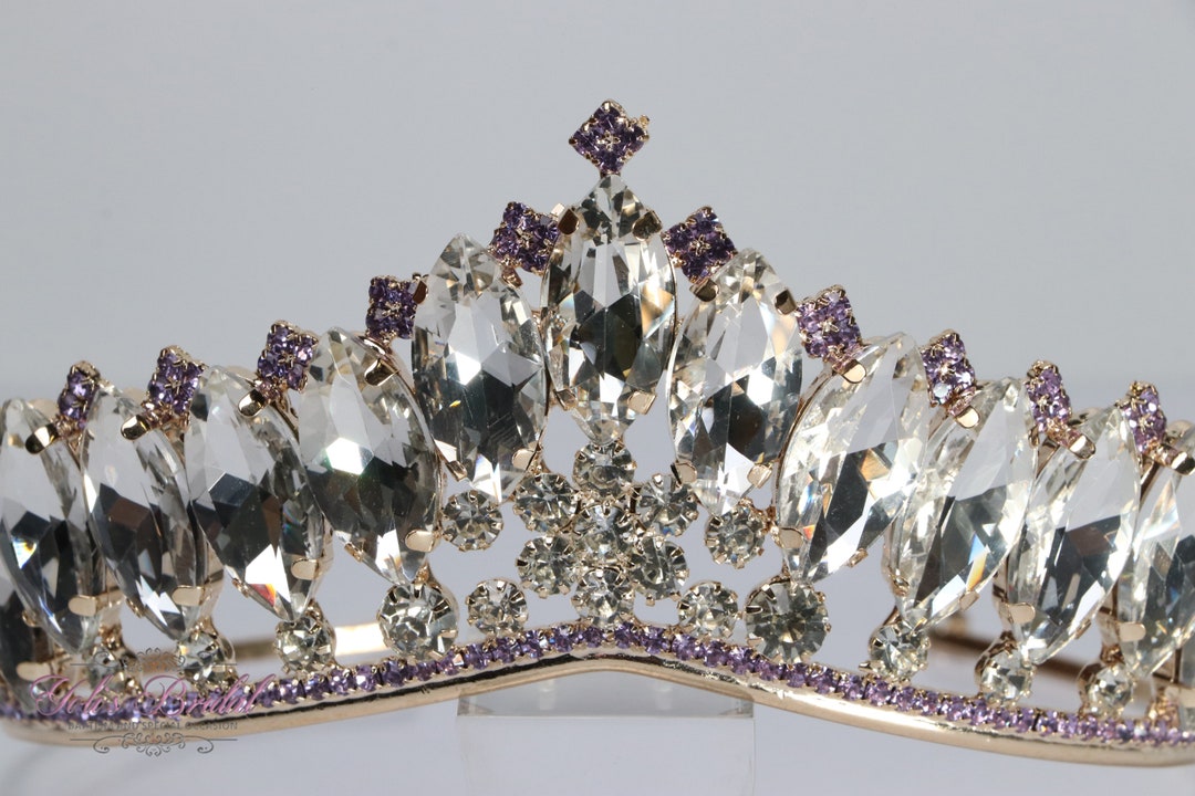 FAST SHIPPING!!! Beautiful Gold Tiara With Lilac Stones, Gold Tiara ...