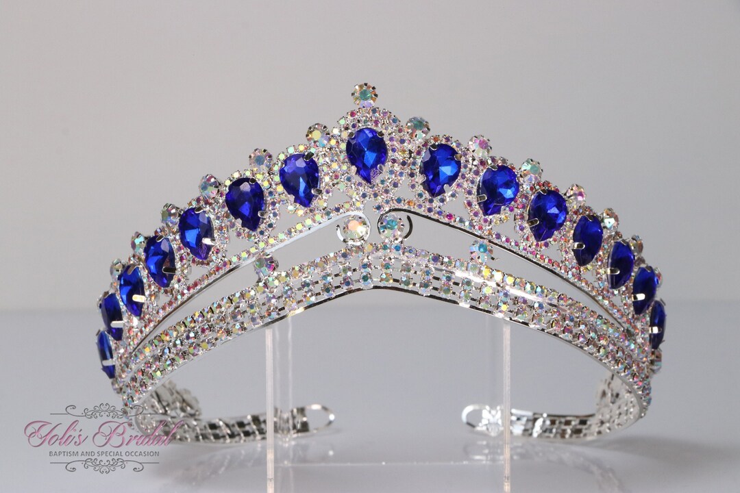 FAST SHIPPING!!! Silver With Royal Blue and AB Stones Tiara, Gorgeous ...