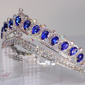 FAST SHIPPING!!! Silver With Royal Blue and AB Stones Tiara, Gorgeous ...