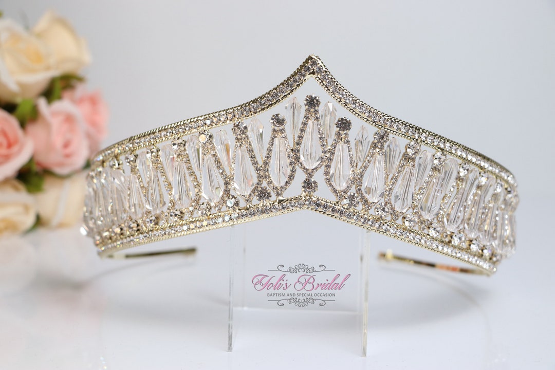 FAST SHIPPING! Beautiful Sparkling Gold Tiara, Wedding Tiara, Crystal ...
