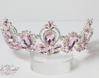 FAST SHIPPING Gold With Pink Stones Tiara, Communion Tiara, Bridal ...