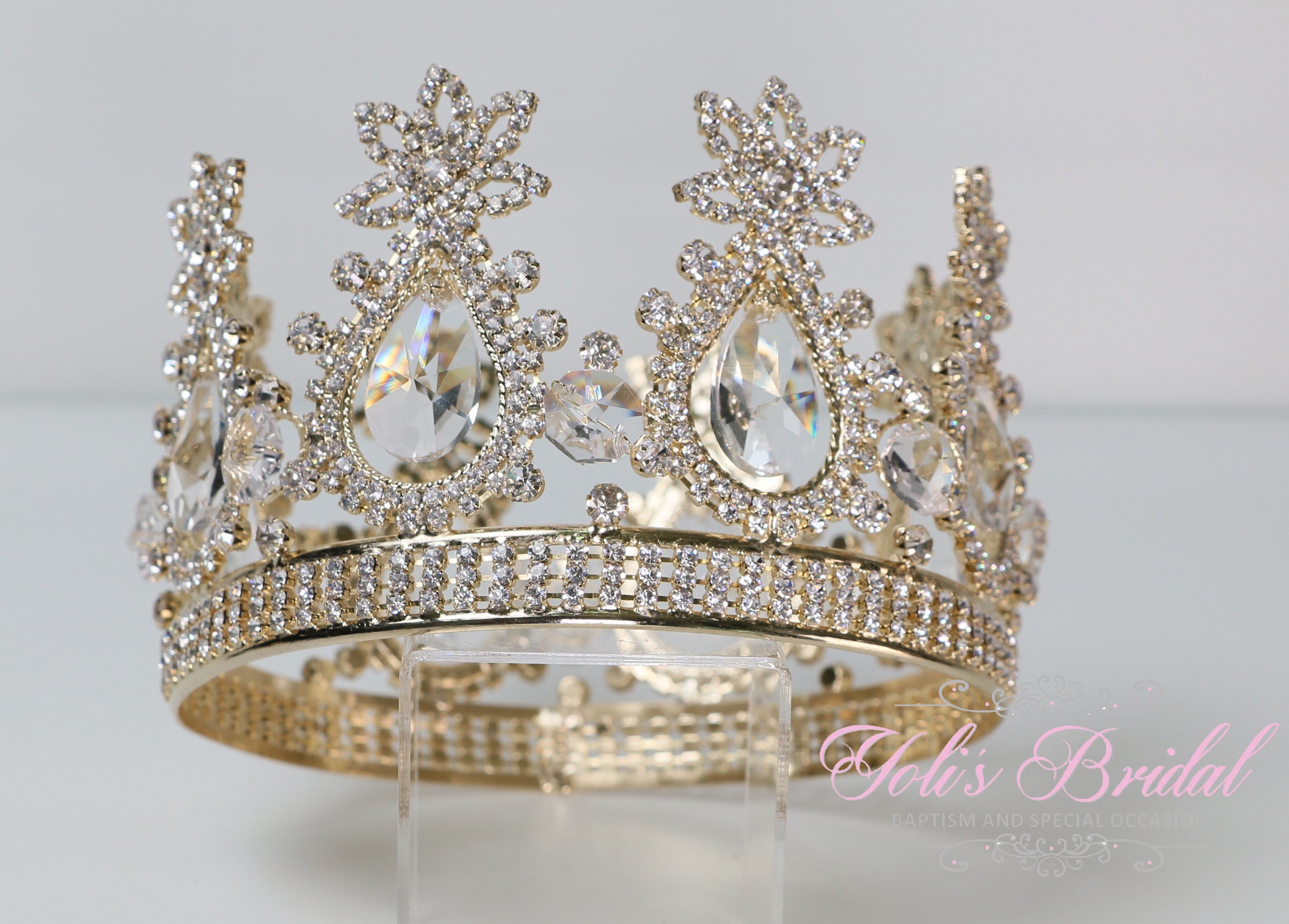 FAST SHIPPING Beautiful Sparkling Gold Full Round Crown - Etsy