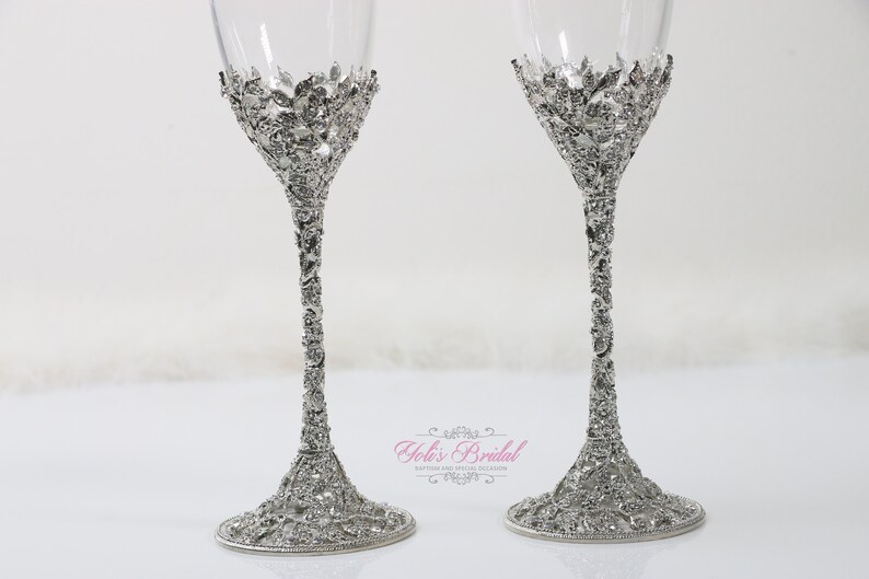 Swarovski Crystal Wedding Toast Set, Champagne Glasses, Weeding ...