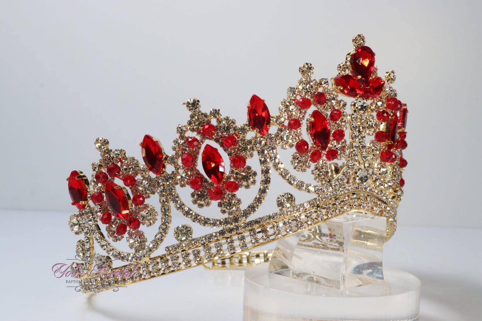 FAST SHIPPING!!! Gold With Red Stones Crown, Gorgeous Gold Tiara ...