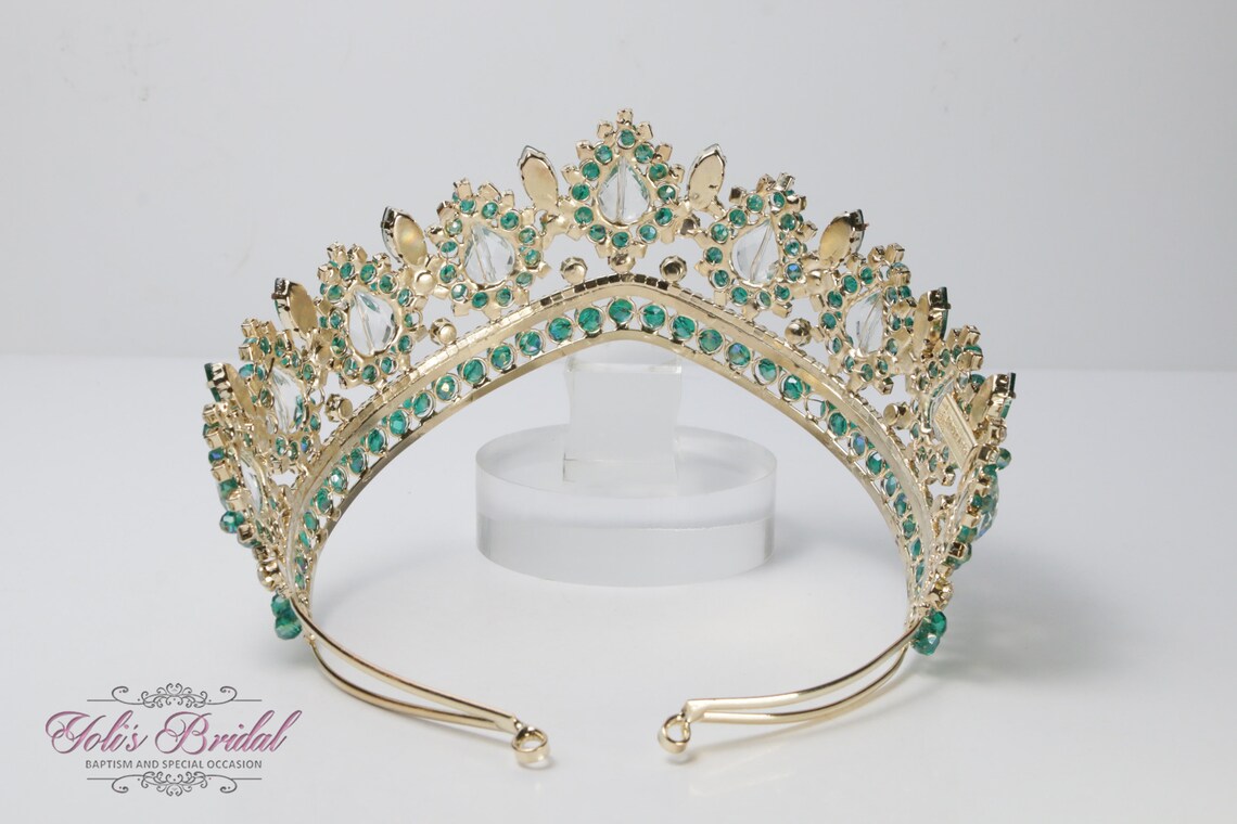 FAST SHIPPING!!! Beautiful Gold Tiara With Jade Stones, Gold Tiara ...
