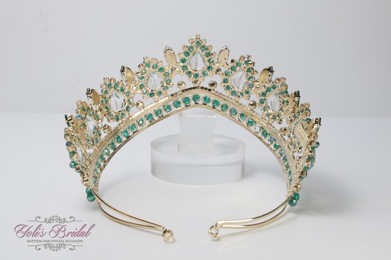 FAST SHIPPING!!! Beautiful Gold Tiara With Jade Stones, Gold Tiara ...