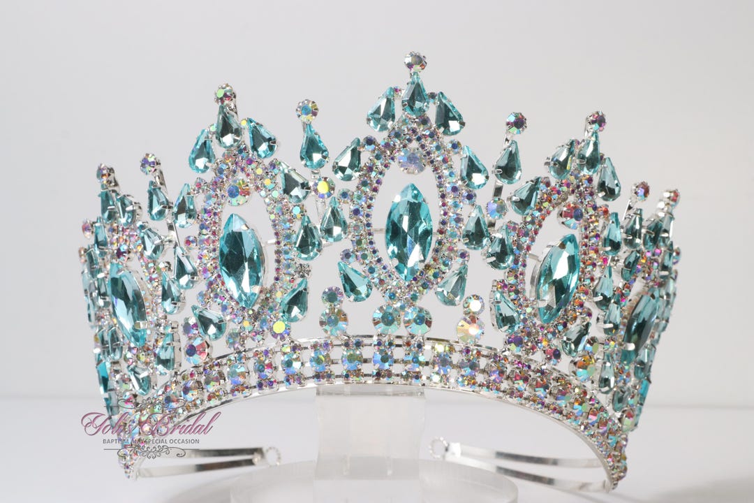 FAST SHIPPING!! Silver AB and Sky Blue Stones Tiara, Silver Tiara ...