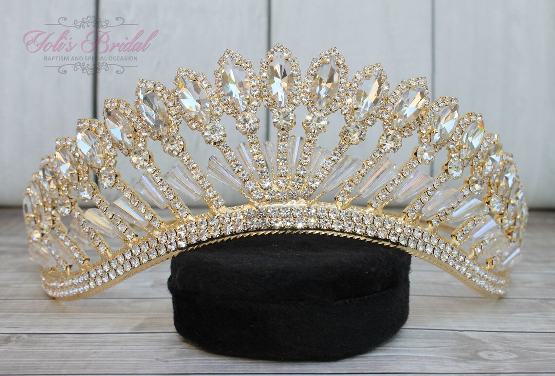 FAST SHIPPING! Gold Sparkling Tiara, Crystal Tiara, Wedding Tiara ...