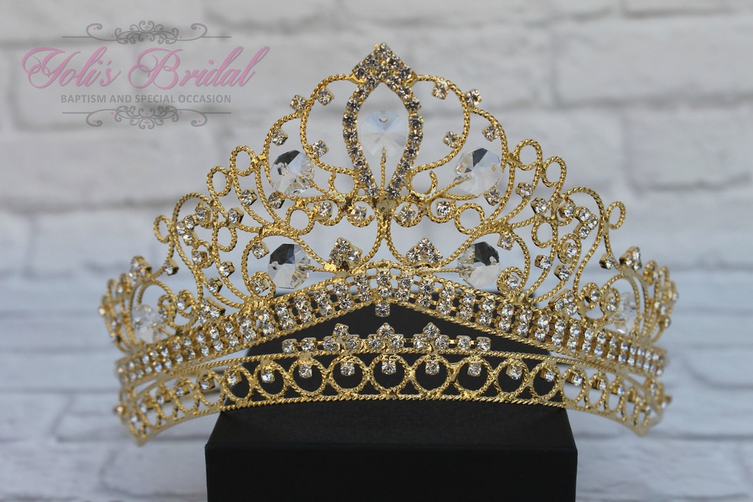 FAST SHIPPING! Gold Sparkling Tiara, Crystal Tiara, Wedding Tiara ...