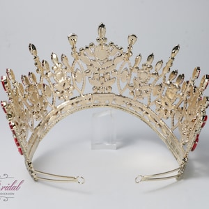 FAST SHIPPING! Gold With Red Stones Tiara, Gold Tiara, Tiara With ...