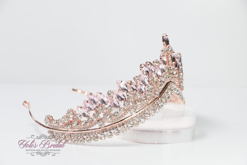 FAST SHIPPING! Rose Gold With Pink Stones Tiara, Gorgeous Rose Gold ...