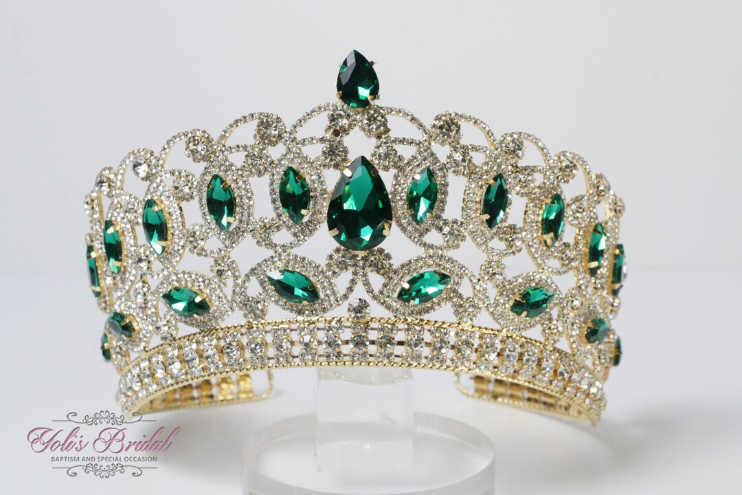 FAST SHIPPING!!! Gold With Jade Stones Crown, Gorgeous Gold Tiara ...