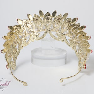 FAST SHIPPING!!! Gold With Red Stones Crown, Gorgeous Gold Tiara ...