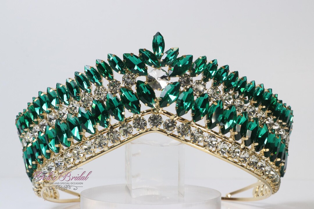 FAST SHIPPING!!! Gold With Jade Stones Crown, Gorgeous Gold Tiara ...
