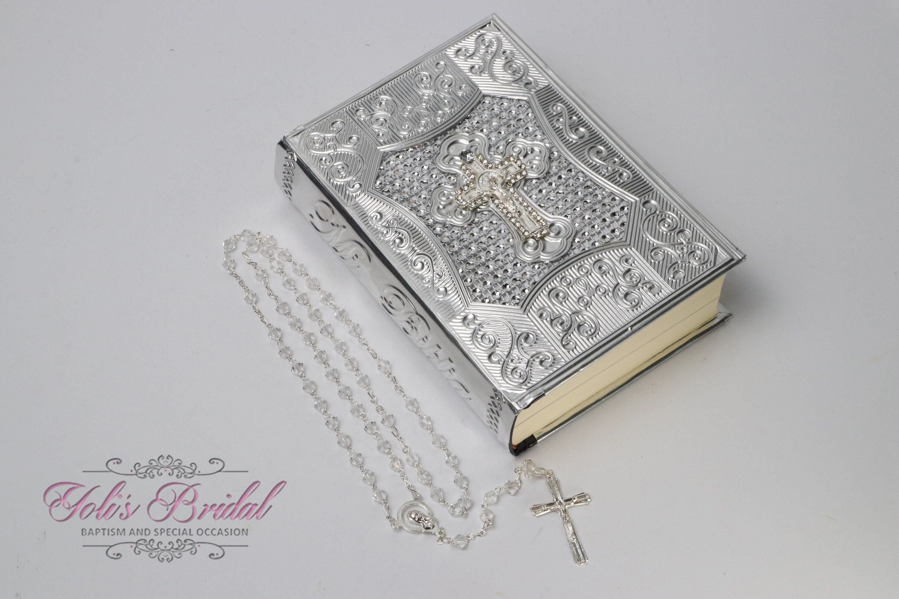 FAST SHIPPING!! Beautiful Silver Embossed Bible, Communion Bible ...