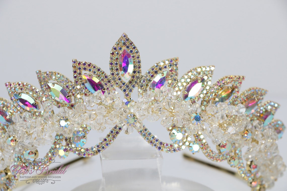 FAST SHIPPING! Gold AB Sparkling Tiara, Crystal Tiara, Wedding Tiara ...