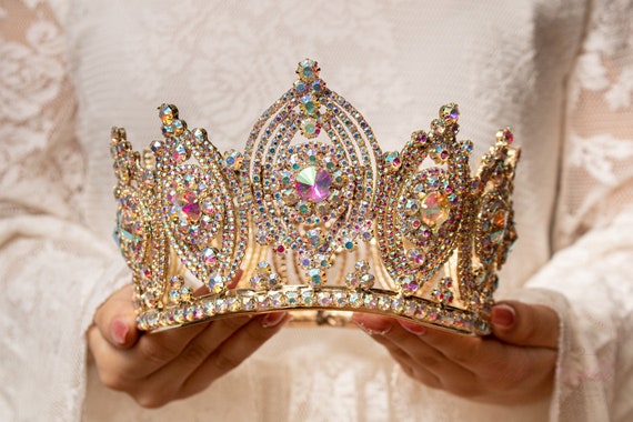 FAST SHIPPING Gold AD Sparkling Tiara Crystal Tiara Wedding | Etsy