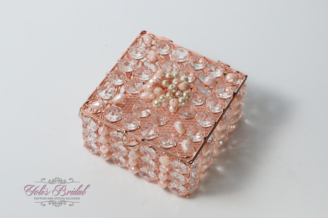 Beautiful Rose Gold Box With Pearls, Lasso Box, Crystal Box, Treasure ...