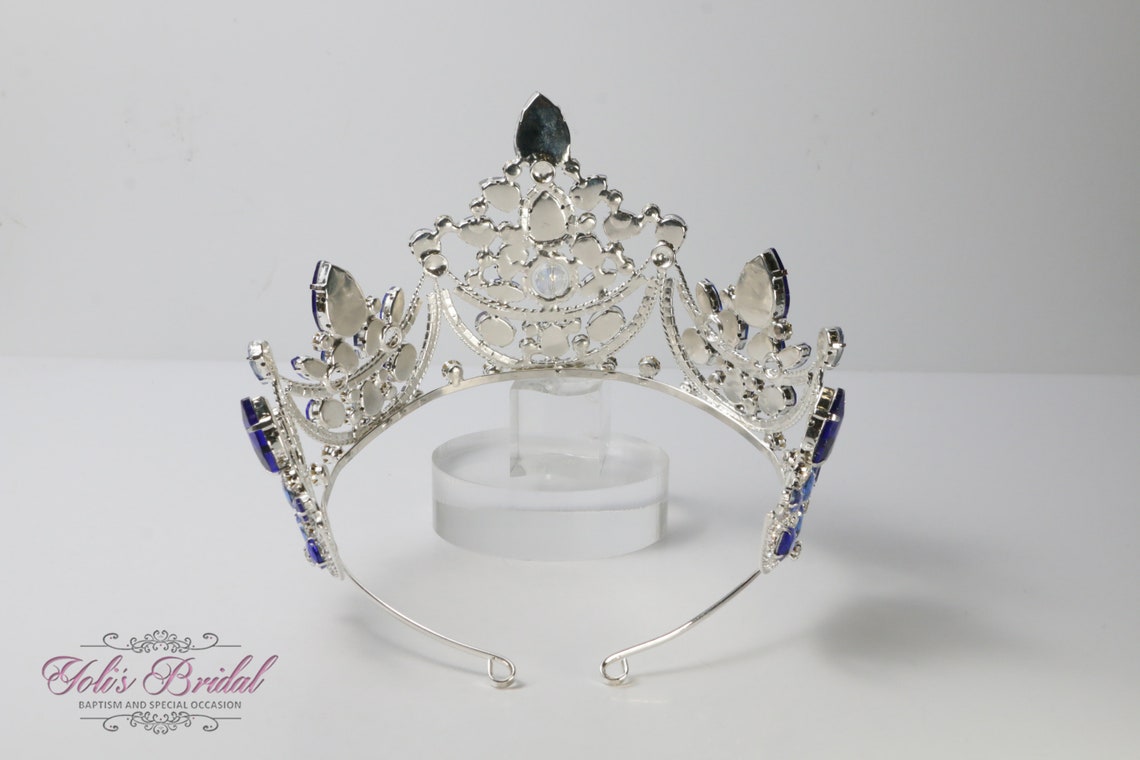 FAST SHIPPING! Silver With Royal Blue Stones Tiara, Gorgeous Silver ...