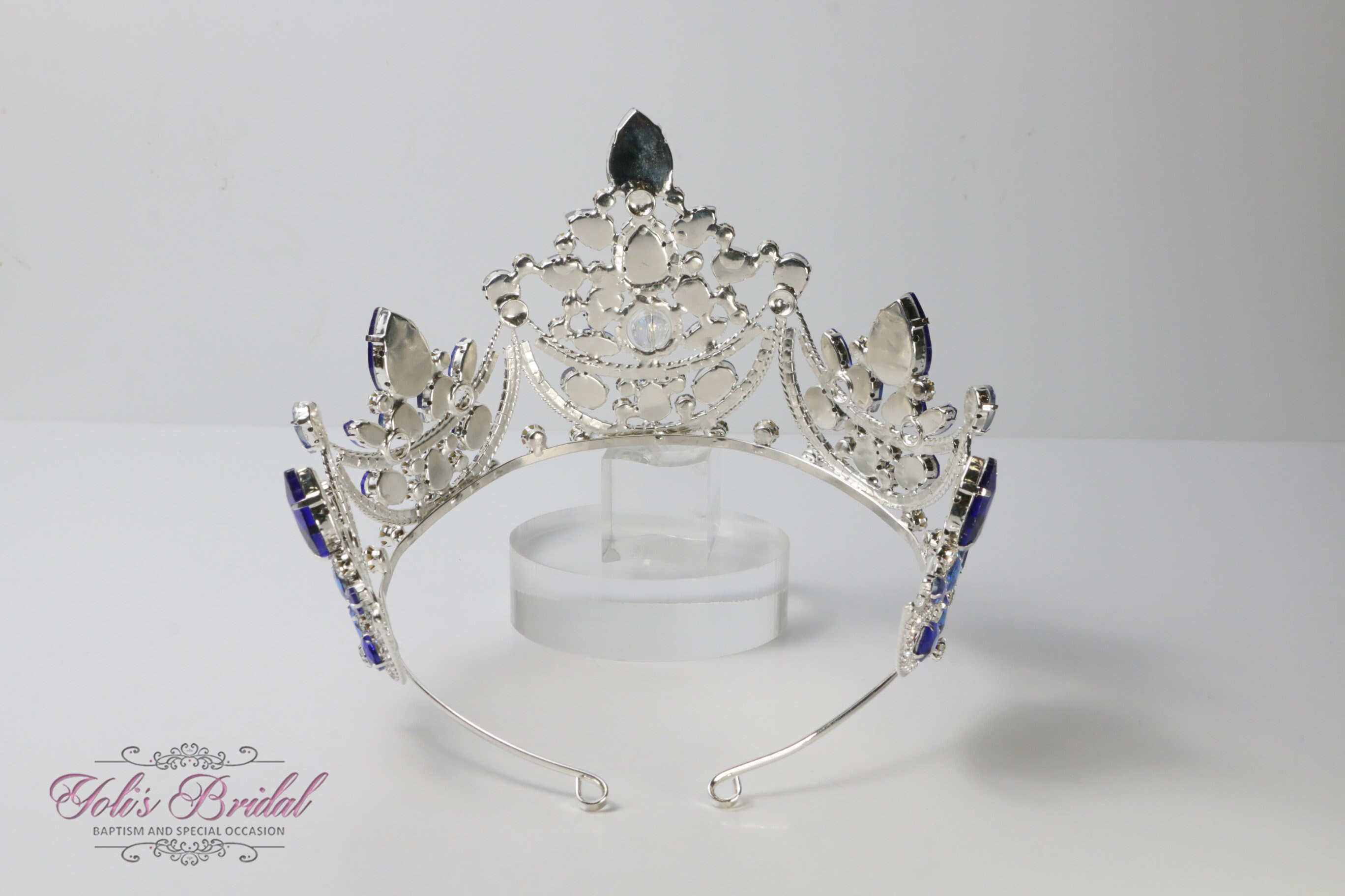 FAST SHIPPING! Silver With Royal Blue Stones Tiara, Gorgeous Silver ...