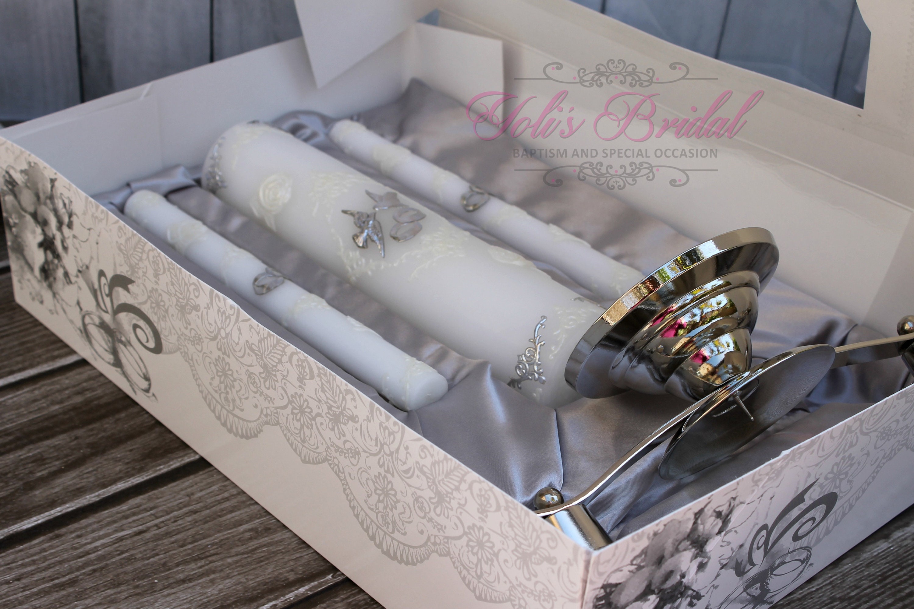 FAST SHIPPING Beautiful Silver Unity Candle Set with Silver | Etsy