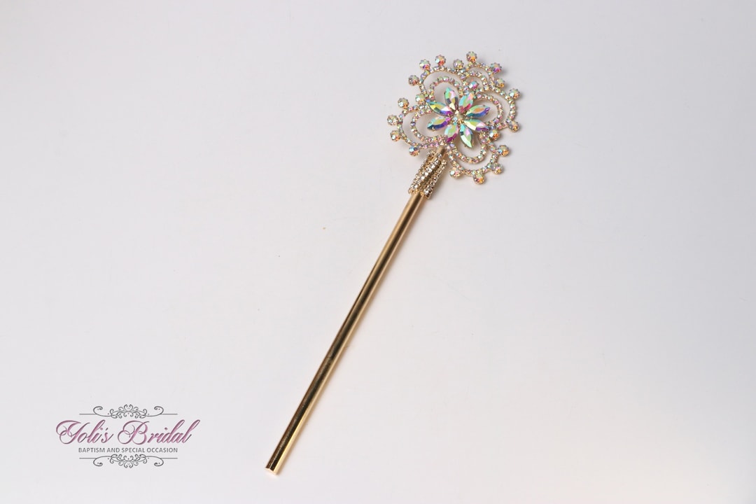 FAST SHIPPING!! Beautiful Gold Scepter With Champagne Stones, Crystal ...