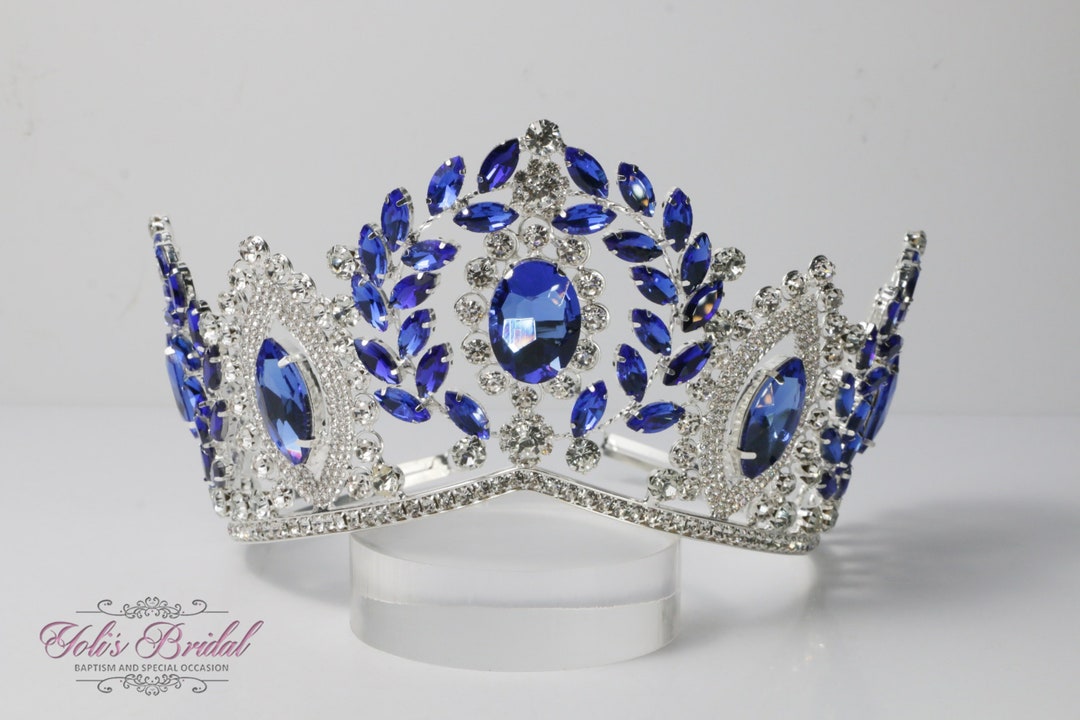 FAST SHIPPING! Silver With Royal Blue Stones Tiara, Gorgeous Silver ...