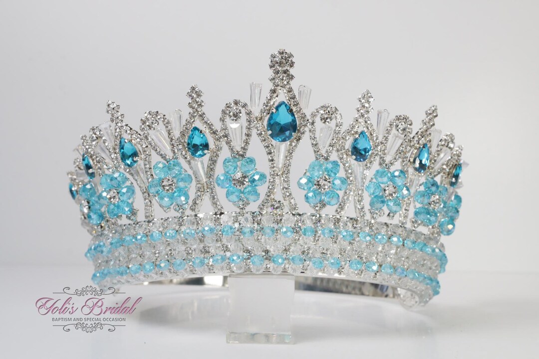 FAST SHIPPING! Silver With Sky Blue Stones Tiara, Gorgeous Silver Tiara ...